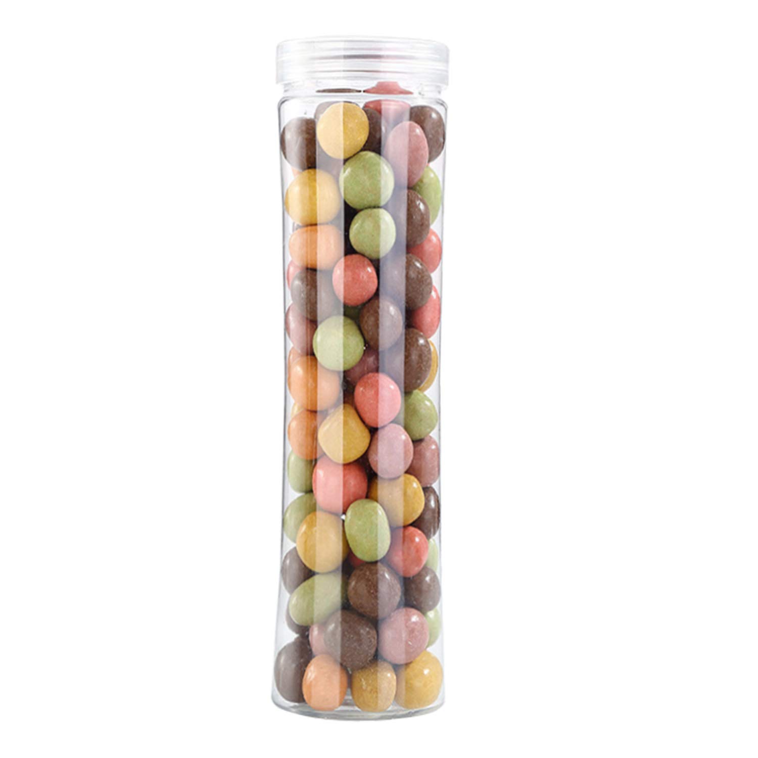 VeleGO 12 Pack Clear PET Empty Wide Mouth Plastic Sensory Bottles with Screw Caps for Jelly Beans, Juice and Other Beverages (Diamond Lids)