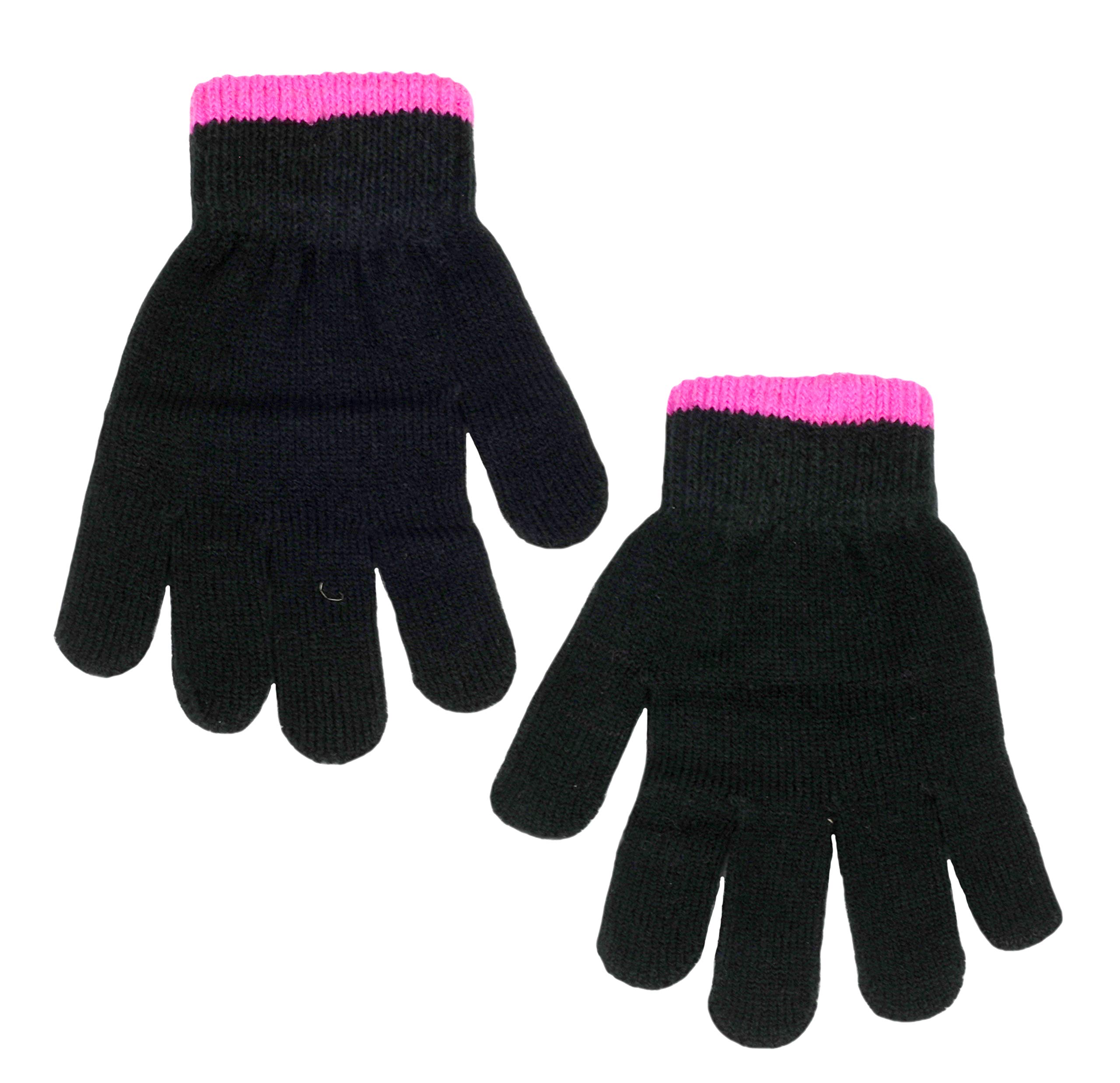 Disney Girls Minnie Mouse Winter Hat and Mitten or Glove Set, Age 4-6X, Black/Pink