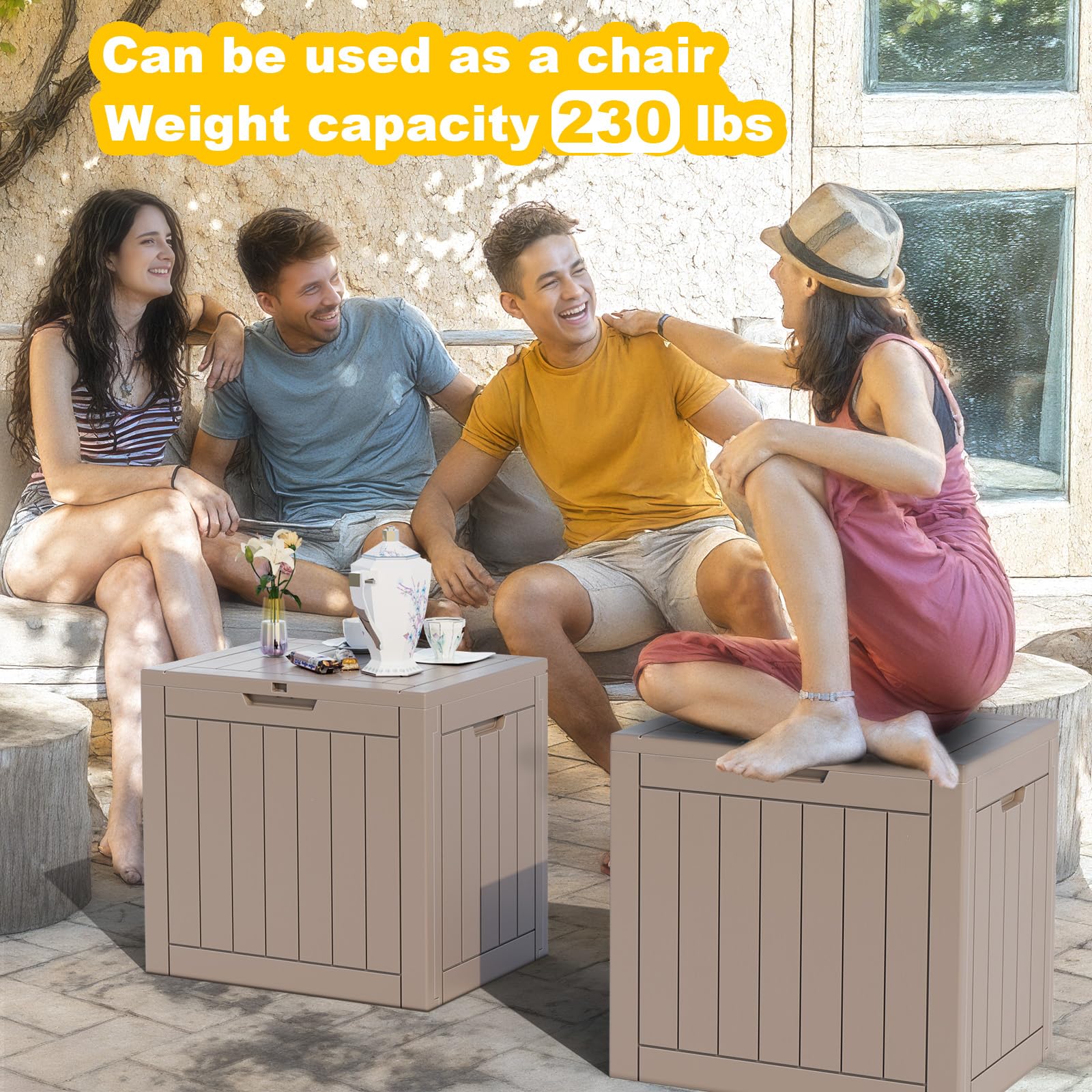 PatioZen 45 Gallon Deck Box,Resin Outdoor Storage Box with Lockable for Patio Furniture, Pool Accessories, Garden Tools Waterproof Outside Storage Box, Black