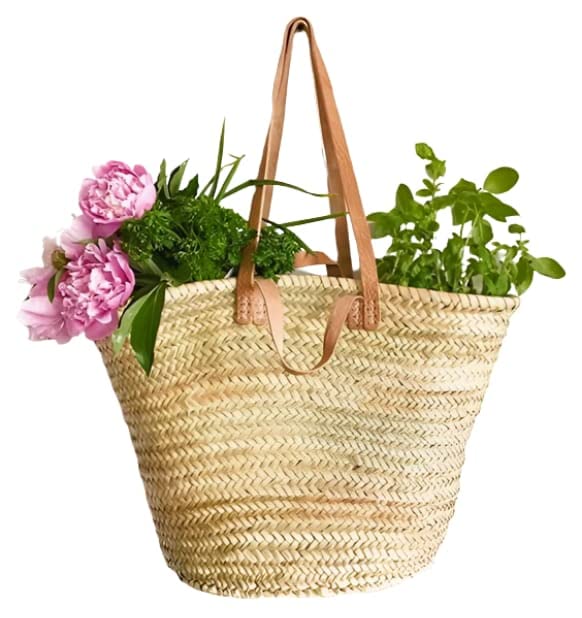 Storekech Straw Bag Handmade with Double Handle French Market Basket, Straw Basket, Grocery Market Bag, Moroccan Straw Bag, Bridesmaid Gift, Beach Straw Bag, Woven Bag, Summer Straw Bag, Beige