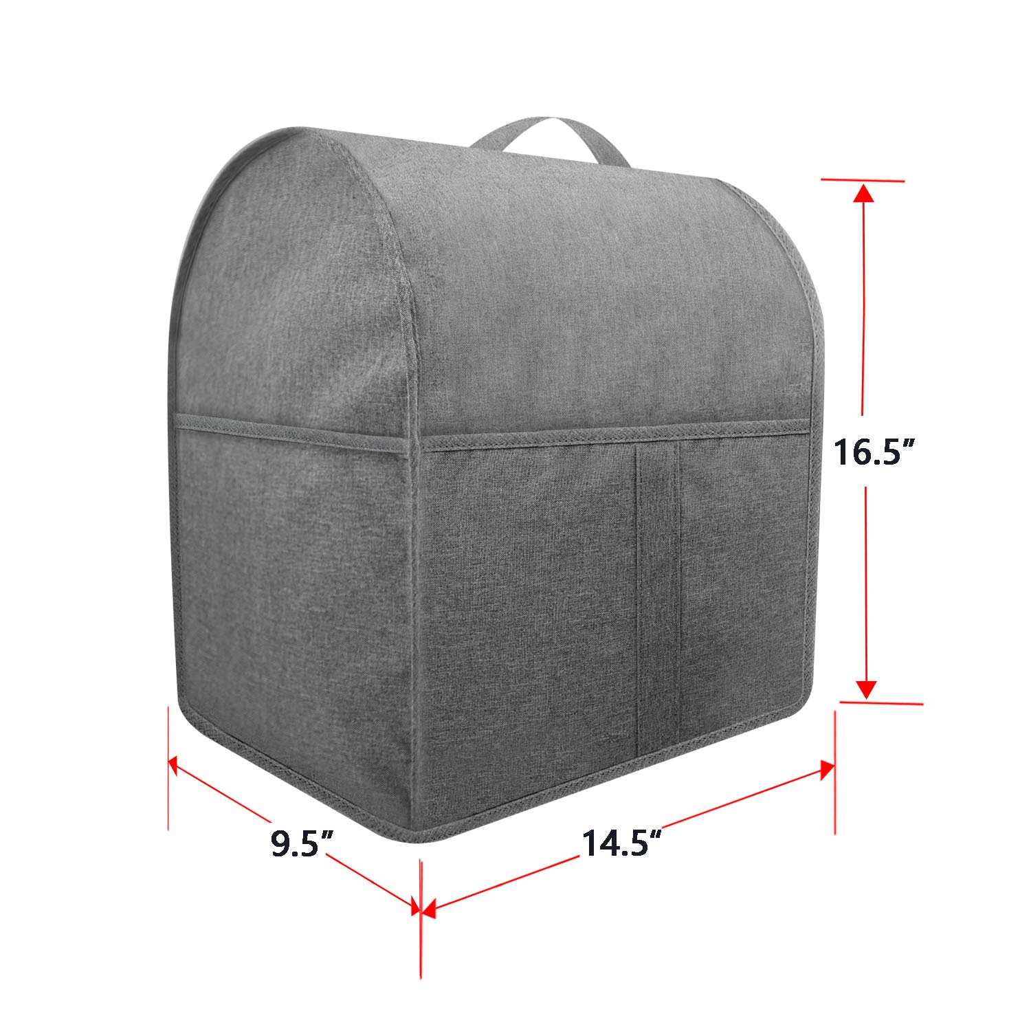 Dust Cover with 4.5-8 Quart Mixers, Cloth Cover with Pockets for Mixers and Extra Accessories… (Gray, Fits for 6-8 Quart)