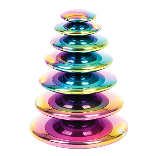 TickiT Sensory Reflective Buttons - Color Burst - Set of 7 - Ages 0m+ - Mirrored, Iridescent Discs for Babies and Toddlers - Sensory Stacking Toy