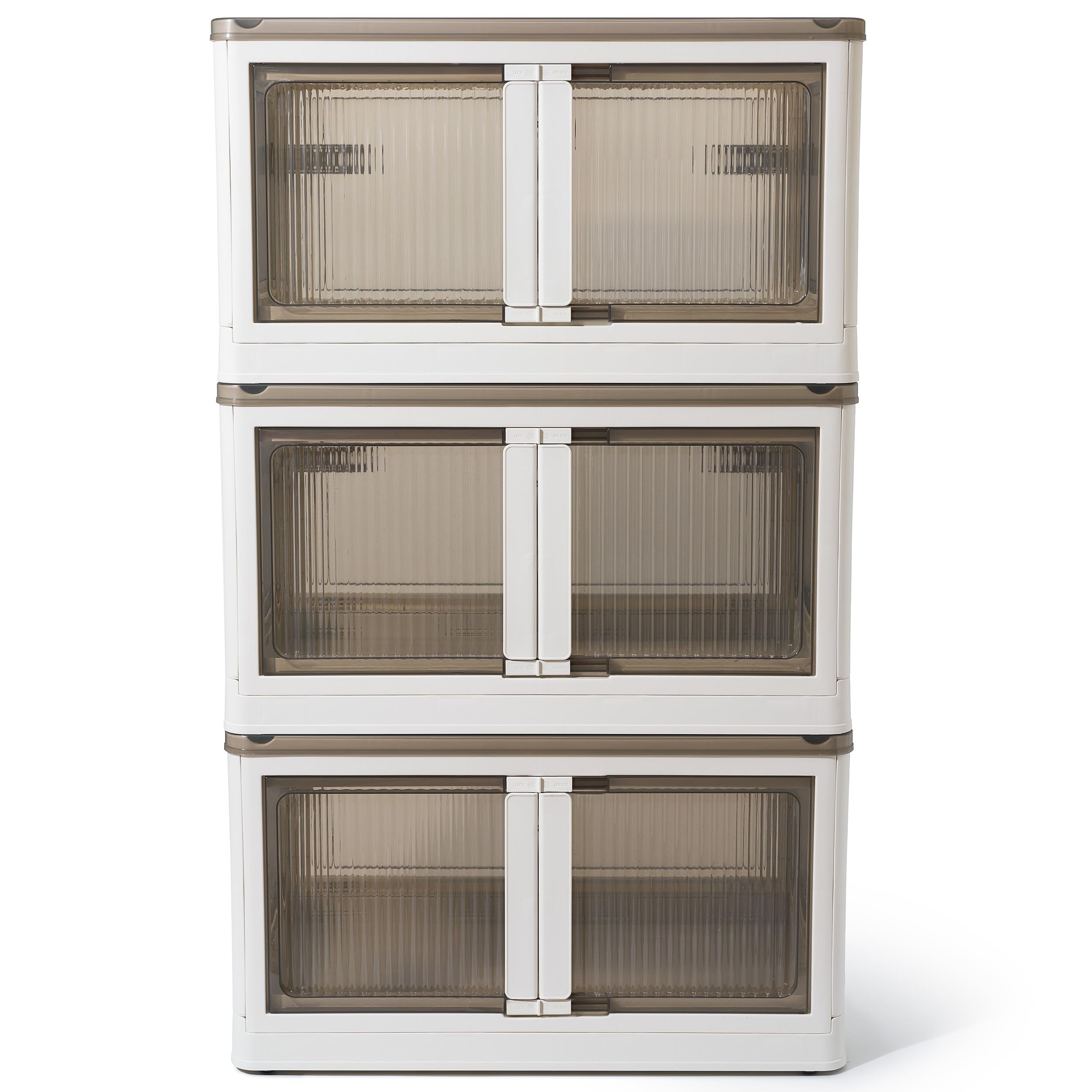 Velvet Homeware - TWO PACK - Stackable Lidded Storage Bins with Doors and Wheels - Large Boxes for Closets, Pantry, Garage, Office, Dorm Room; Aesthetic Bins That Open Front And Fold Flat (2)
