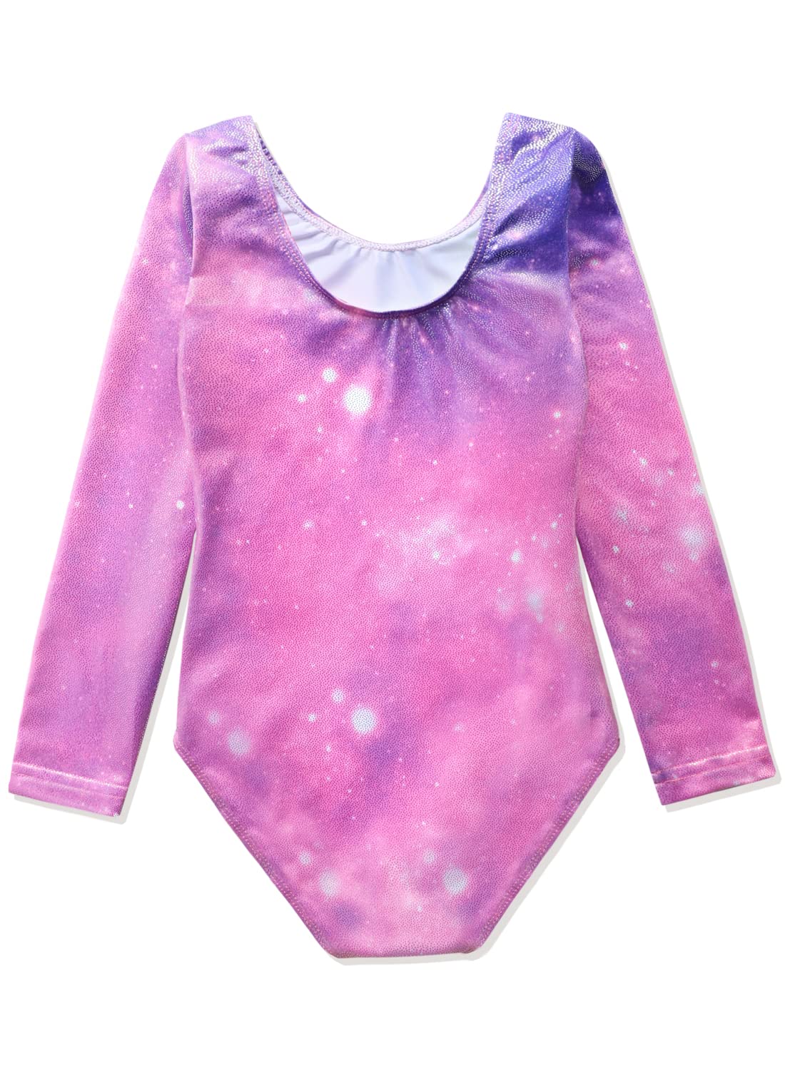 HOZIY Leotards for Girls Gymnastics Size 7-8 Long Sleeve Unitard Size 6-7 Years Old Purple Pink Galaxy Stars Starry Gradients