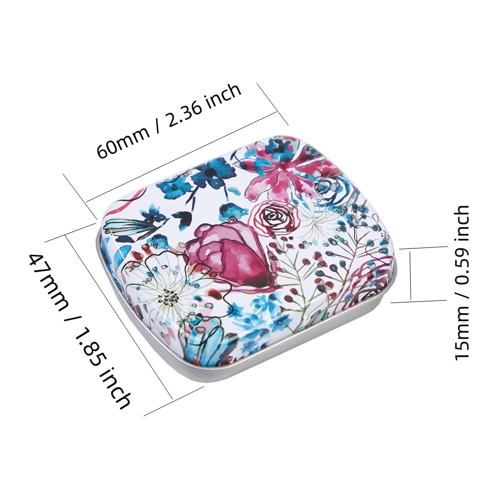OVELCH 4pcs Small Metal Portable Storage Box, Mini Rectangle Empty Hinged Tins with Lid, Home Organizer for Drawing Pin, Pills, Candies, Earring and Jewelry Craft 2.36 x 1.85 x 0.59 inch