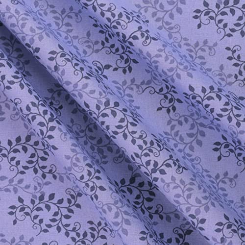 Mook Fabrics Cotton Leaves, Navy Yard