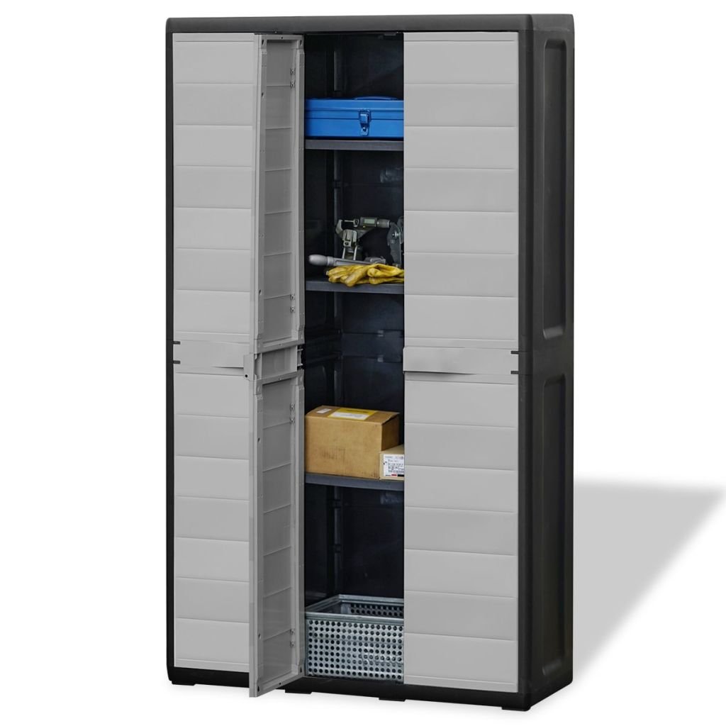 Festnight Garden Storage Cabinet with 4 Shelves Black and Gray