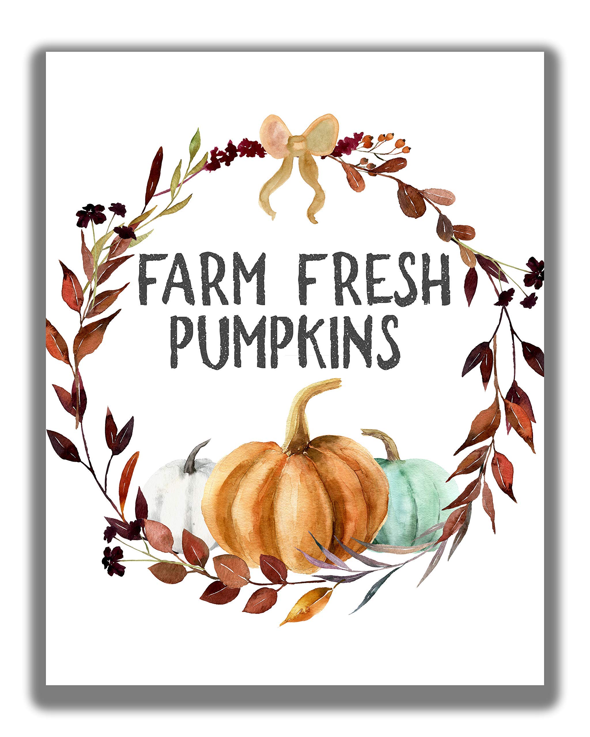 Fall ‘Farm Fresh Pumpkins’ No.14 Wall Art Print - 11x14 UNFRAMED Watercolor Home Decoration Picture Perfect for Farmhouse, Rustic, Vintage, Cottage, Country Decor.