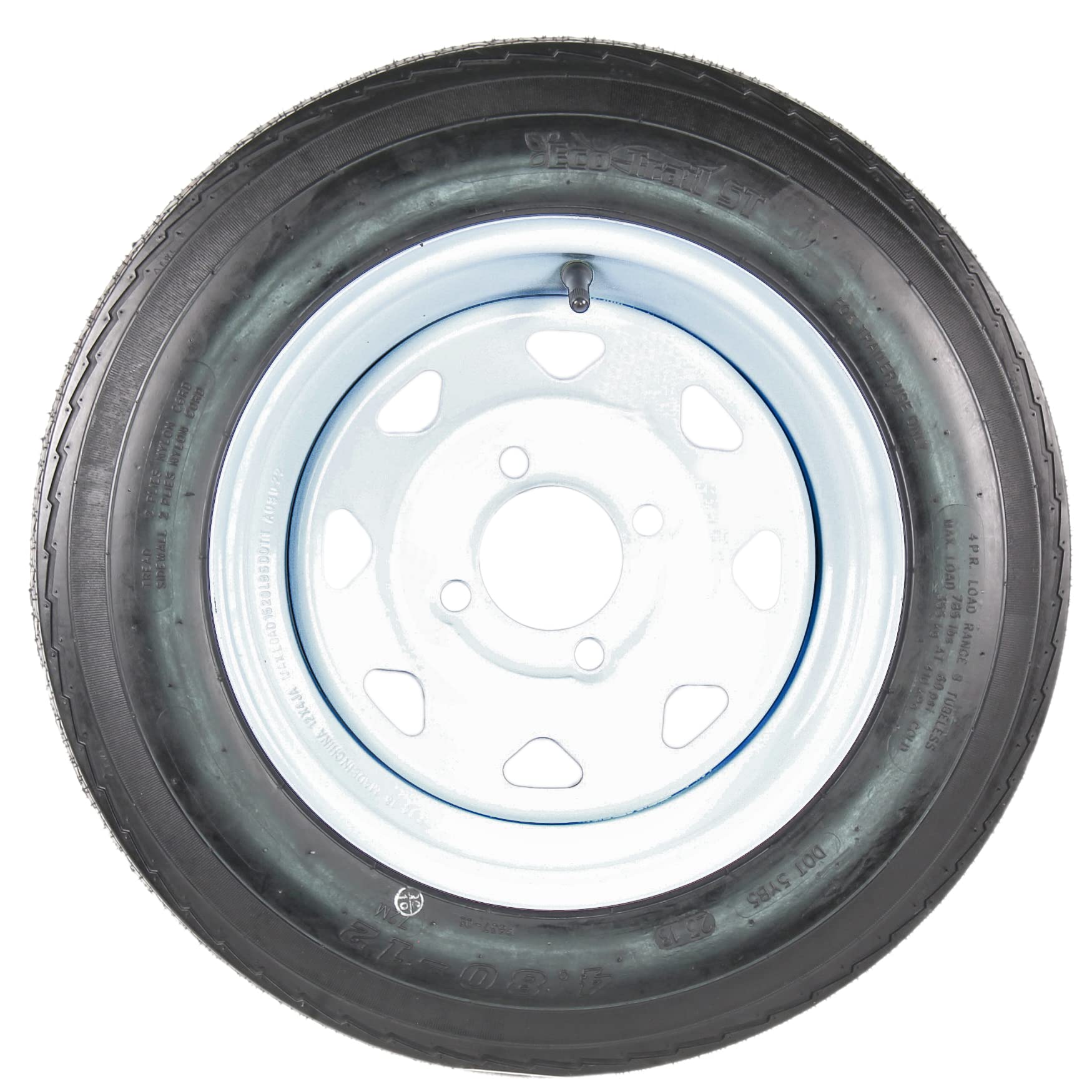 eCustomrim 2-Pack Trailer Tire On Rim 4.80-12 12 in. Load C 4 Lug White Spoke Wheel - 2 Year Warranty w/Free Roadside