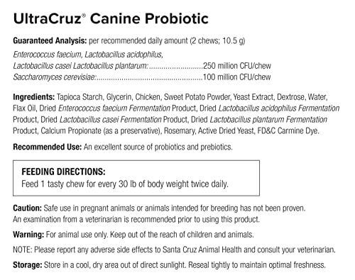 UltraCruz Canine Probiotic Supplement for Dogs, 120 Tasty Chews