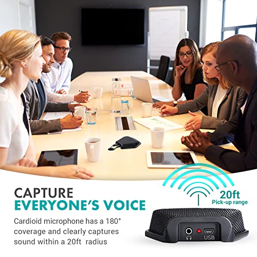Movo MC1000 Conference USB Microphone for Computer Desktop and Laptop with 180° / 20' Long Pick up Range Compatible with Windows and Mac for Dictation, Recording, YouTube, Conference Call, Skype