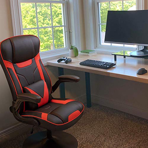 Furniwell Rocking Gaming Chair Racing Style Computer Chair Gaming Chair Swivel High Back Office Gaming Chair Adjustable Armrests, Ergonomic Back Support and Base (Red)