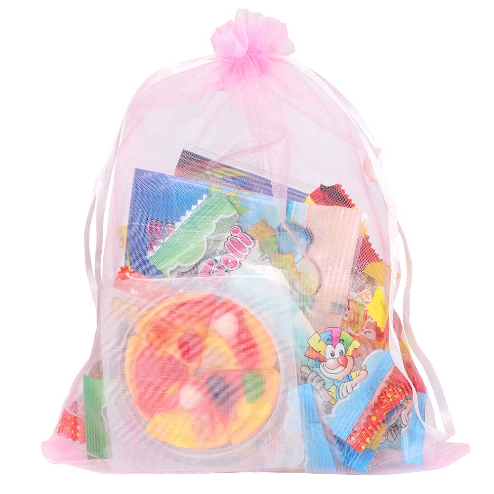 Zwish 100 Pack 6x9 Inches Organza Gif Bags 10 Mixed Solid Colors for Toys Candy Chocolate Party Christmas Wedding Favor Gift