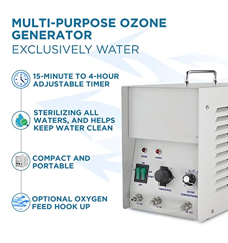 MP-3000 Ozone Generator, Light-Duty Ozonator, for Water-use with optional oxygen Hookup, up to 3000 mg/hr, with Timer Function