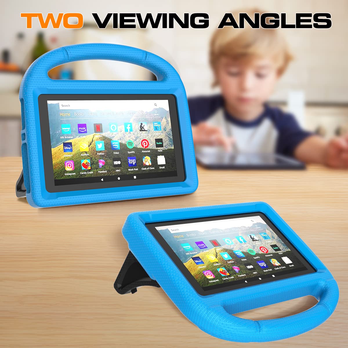 Fire 7 Case for Kids, YIHE Case for Amazon Fire 7 inch Tablet (9th/7th/5th Generation, 2019/2017/2015 Release Only), Lightweight Shockproof Protective Case with Handle Stand, Blue