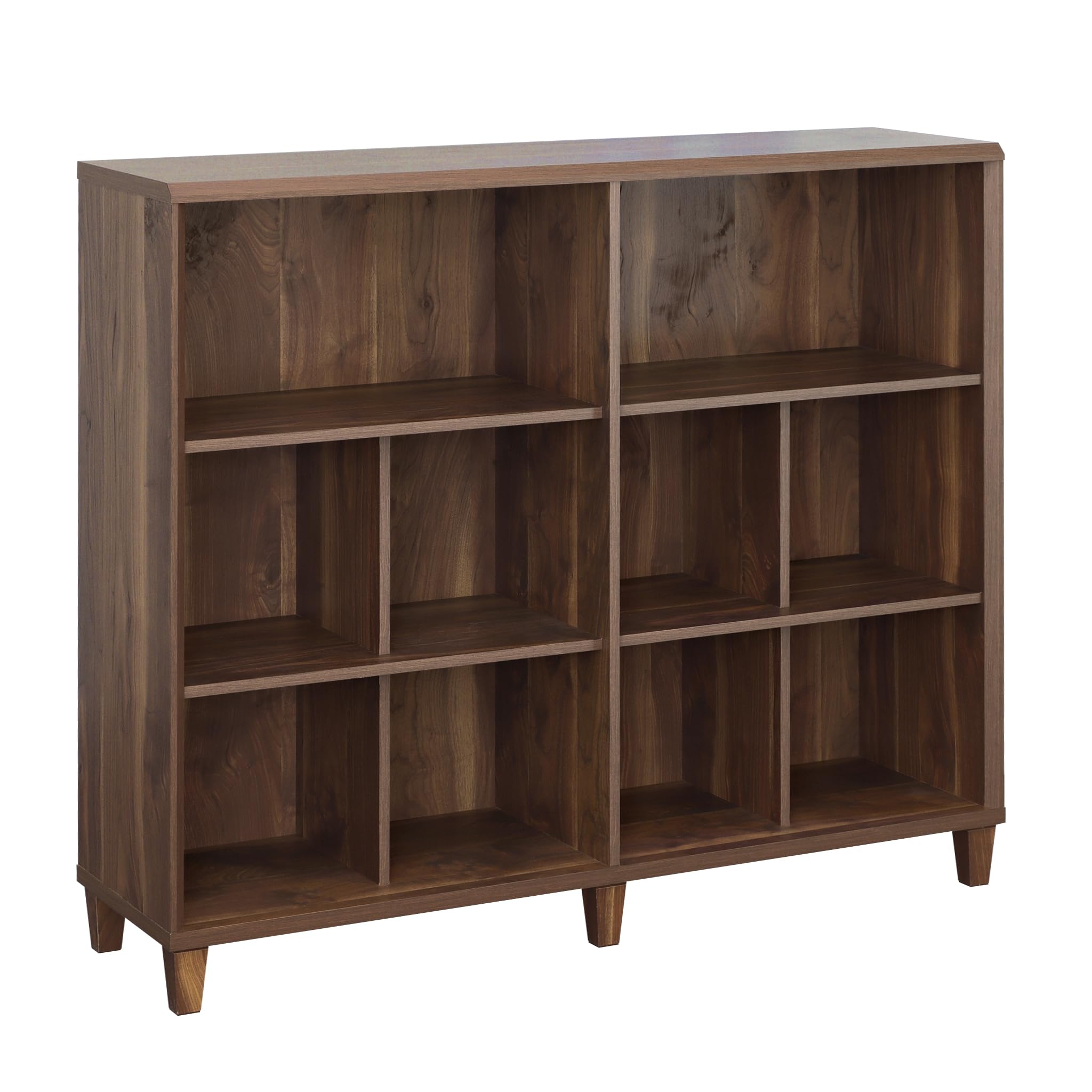 Sauder Willow Place Cubby Storage Organizer Book Shelf, Grand Walnut Finish