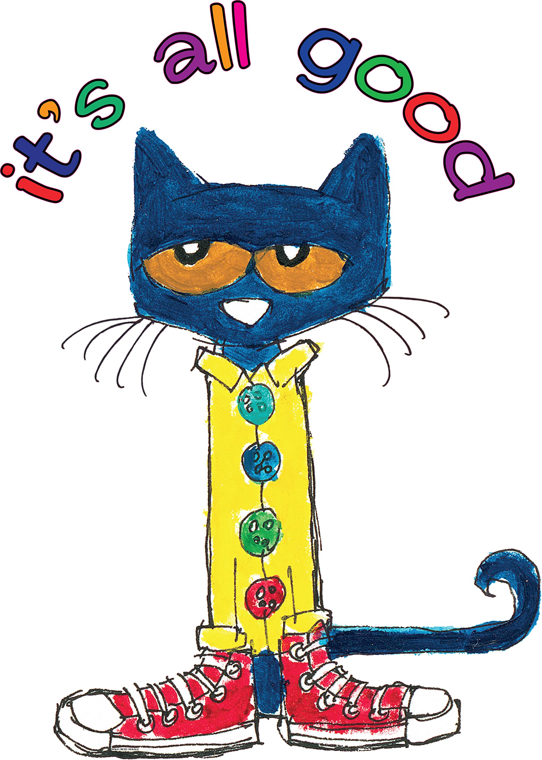 Kids Bedroom Nursery Pete The Cat Decal Home Art Picture Book Cat Design Vinyl Wall Decal | Adhesive Living Room Cartoon Cat Character Decor Vinyl Wall Decoration Sticker (24" x 30")