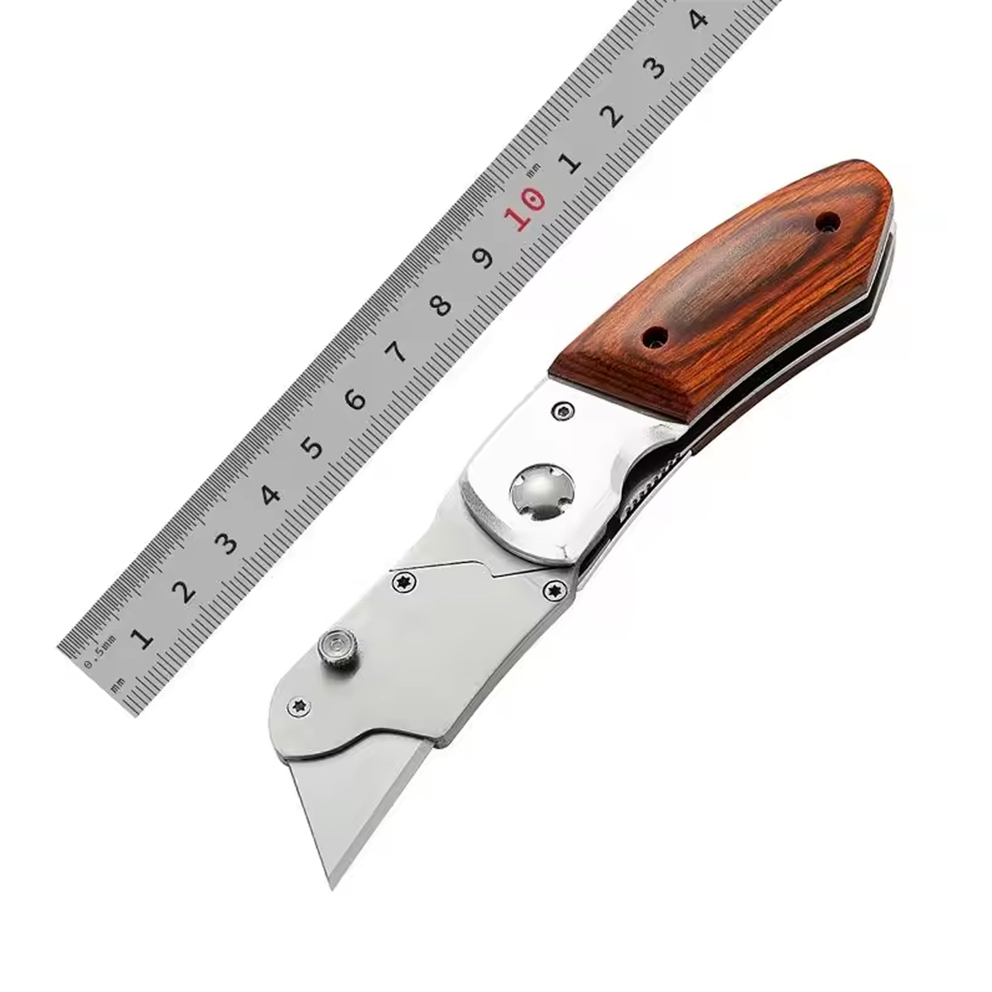 Personalized Utility Box Knife with Clip, Custom Engraved Pocket Knife Box Knives Wood Handle- Engraved from USA.