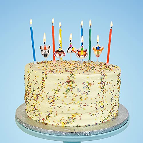 Talking Tables Party Safari Jungle Zoo Animal Birthday Cake Candles, Pack of 5, Wax Height 3cm, 1", Mixed Colors