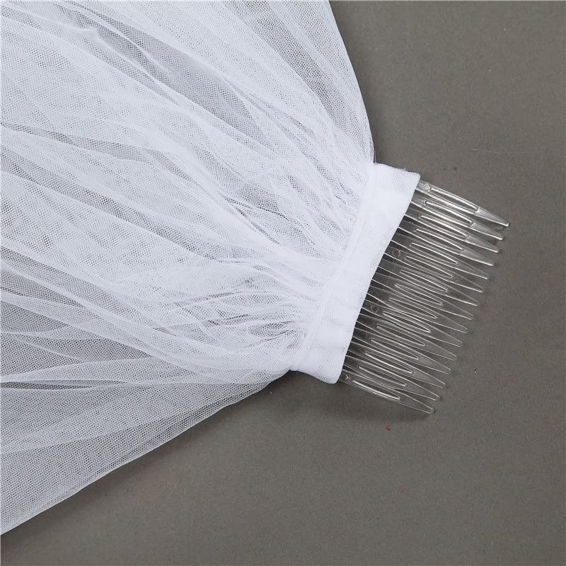HOUKAI JIAMEI 4Meter Cathedral Wedding Veils Long Lace Edge Bridal Veil with Comb Accessories (Color : D, Size : 4 M)