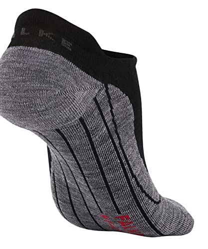 FALKE Women's TK5 Wander Invisible Hiking Socks, No Show, Light Padding, Athletic, Breathable Quick Dry, Merino Wool, Black (Black-Mix 3010), 5-6, 1 Pair