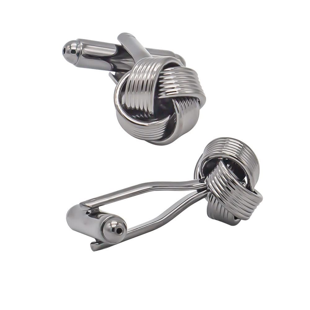 Gun Black Bayy Twist Cufflinks Glossy Metal Men's Cuff Studs French Shirt Cuff Buttons (A)