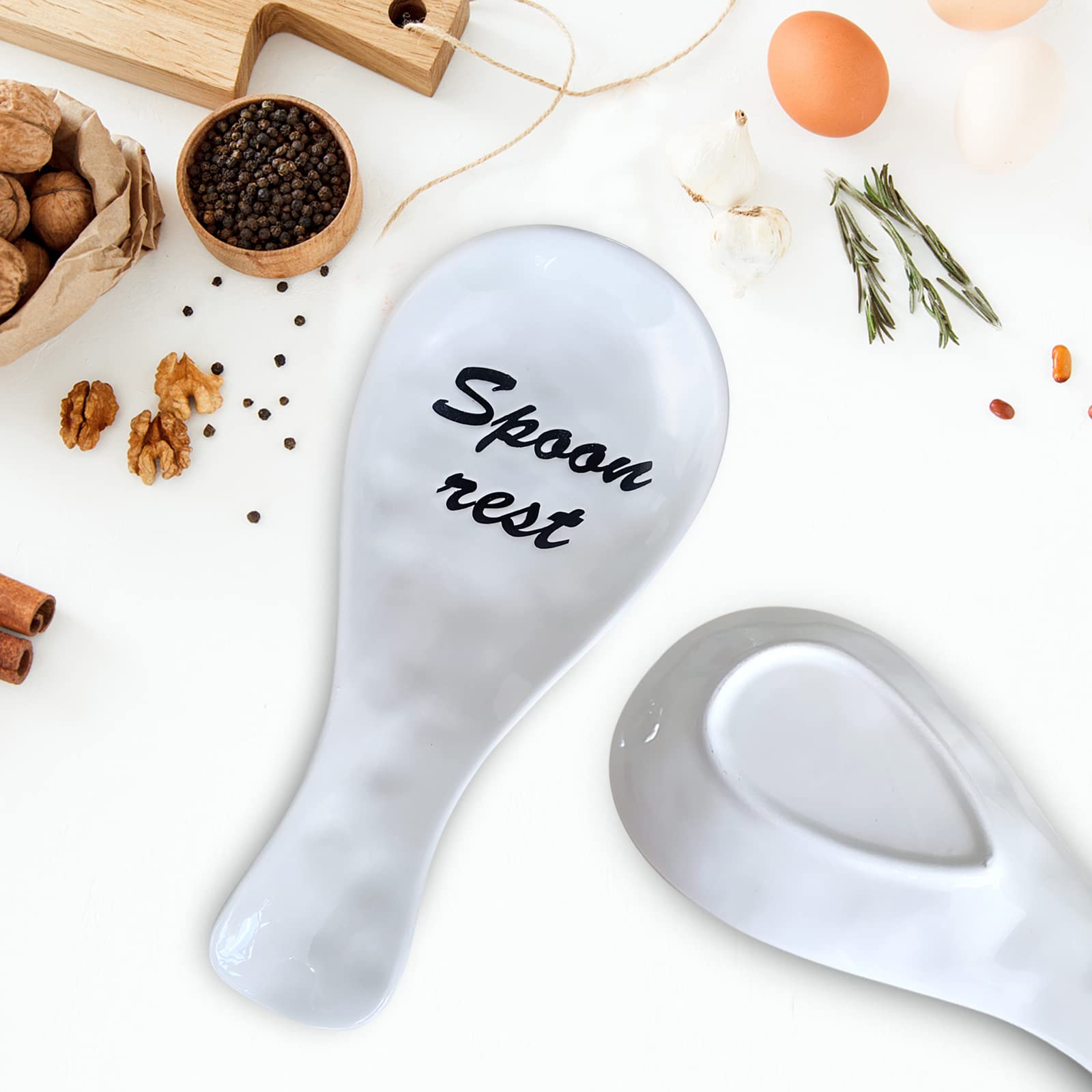JANEAST Ceramic Spoon Rest For Kitchen Counter,Spoon Holder for Stove Top,perfect size for Cooking, Ladles, Tong, Coffee Spoon Rest, Heat-Resistant Cooking Utensil Rest, Counter Protection (large)