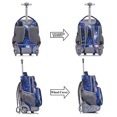 Tilami Rolling Backpack Laptop 18 inch with Lunch Bag, Galaxy