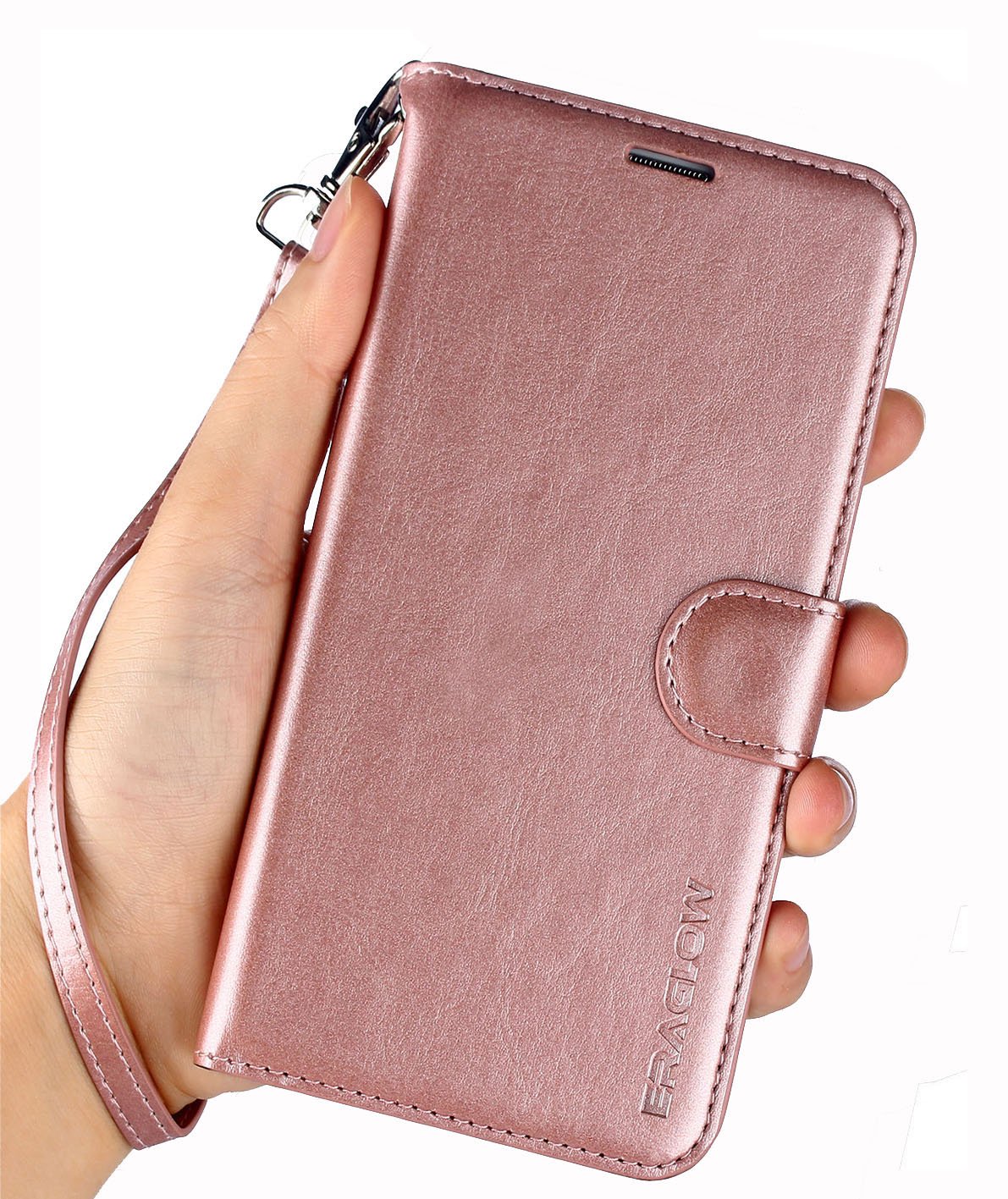 ERAGLOW Galaxy A50 Case,Galaxy A50 Wallet Case,Premium PU Leather Wallet Flip Protective Phone Case Cover w/Card Slots & Kickstand for Samsung Galaxy A50 2019 (Rose Gold)