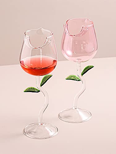 HEEPDD Rose Flower Cocktail Glass Durable for Parties and Bars High Borosilicate Glass Wine Cup (280ml Transparent 1 pc)
