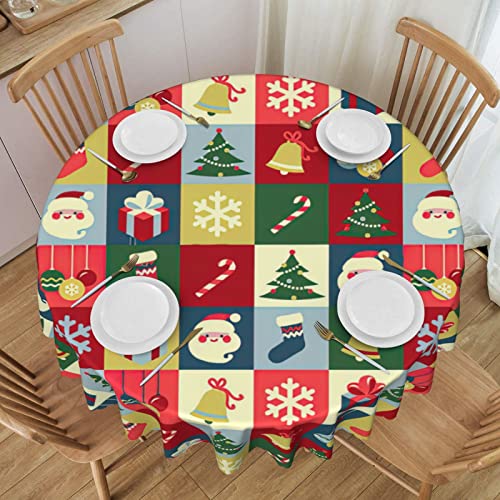 Elightvap Christmas Round Tablecloth 60 Inch, Polyester Lace Tablecloth,Stain Resistance, Water Repellent and Wrinkle-Free for Party Dinning Tabletop Wedding Home Deco