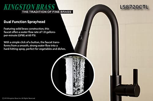 Kingston Brass LS8720CTL Continental Single-Handle Pull-Down Kitchen Faucet, Matte Black
