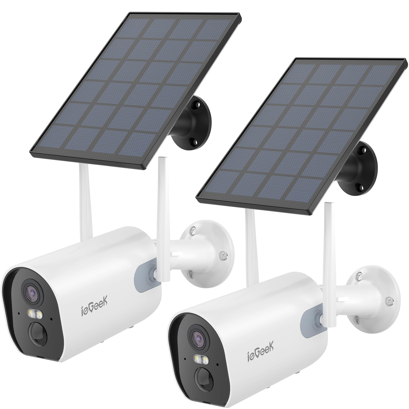 ieGeek Solar Security Cameras Wireless Outdoor, Floodlight Camera, 2K QHD Home Security Camera, 800Lumens, Color Night Vision, AI Motion Detection, Smart Siren & Lighting, 2 Way Audio, Work with Alexa