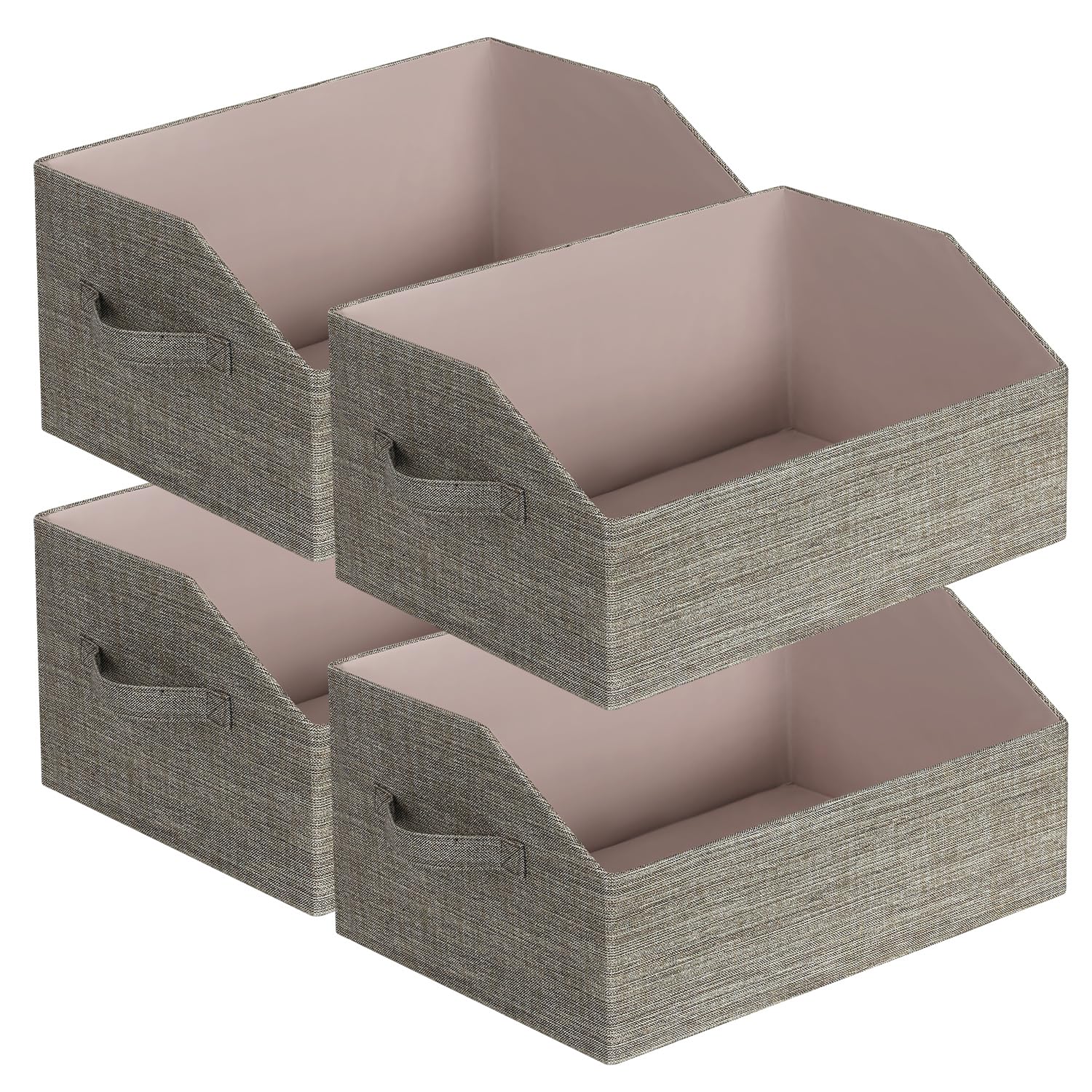 ORGMASTER Closet Organizer Bins, Fabric Storage Bins Foldable Storage Box Shelf Baskets Container Trapezoid Storage Bin for Organizing Home Office Shelves Wardrobe RV, 4 Pack, Coffee