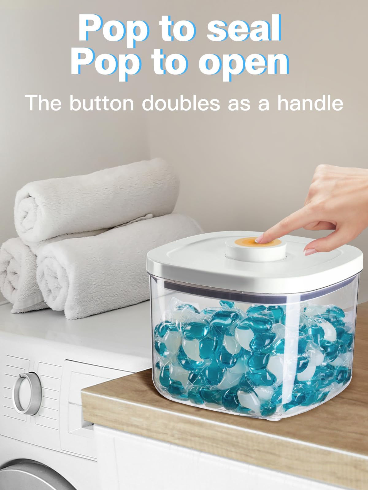 LivLab Laundry Pod Container - 260 Capacity Laundry Detergent Pod Bin with Lid for Laundry Room Organization, Laundry Detergent Dispenser, Translucent