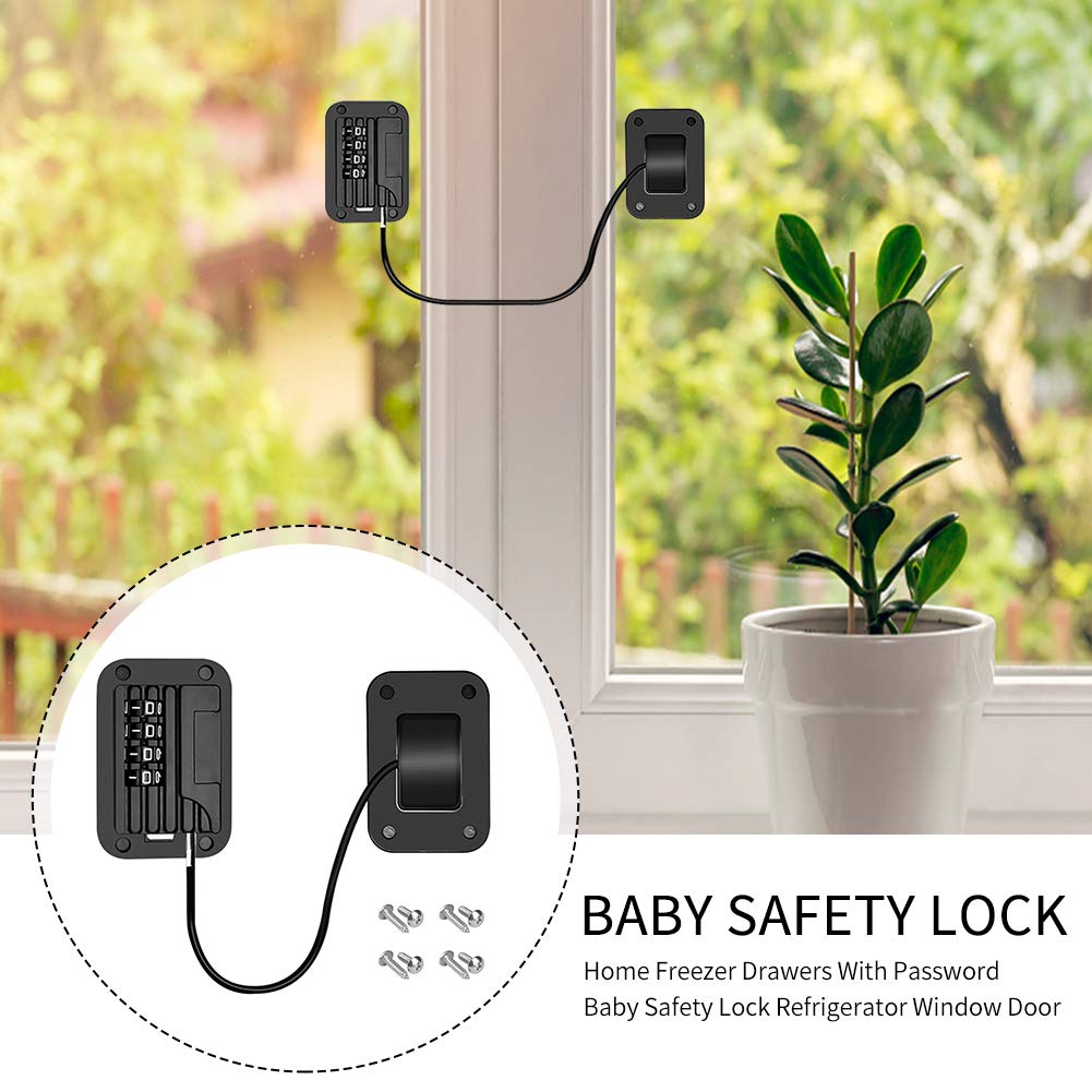 Fridge Lock, Refrigerator Combination Lock, Child Proof Baby Safety Locks, Multi Purpose Cabinet Lock Password Lock File Cabinet Lock, No Keys Needed(Black)