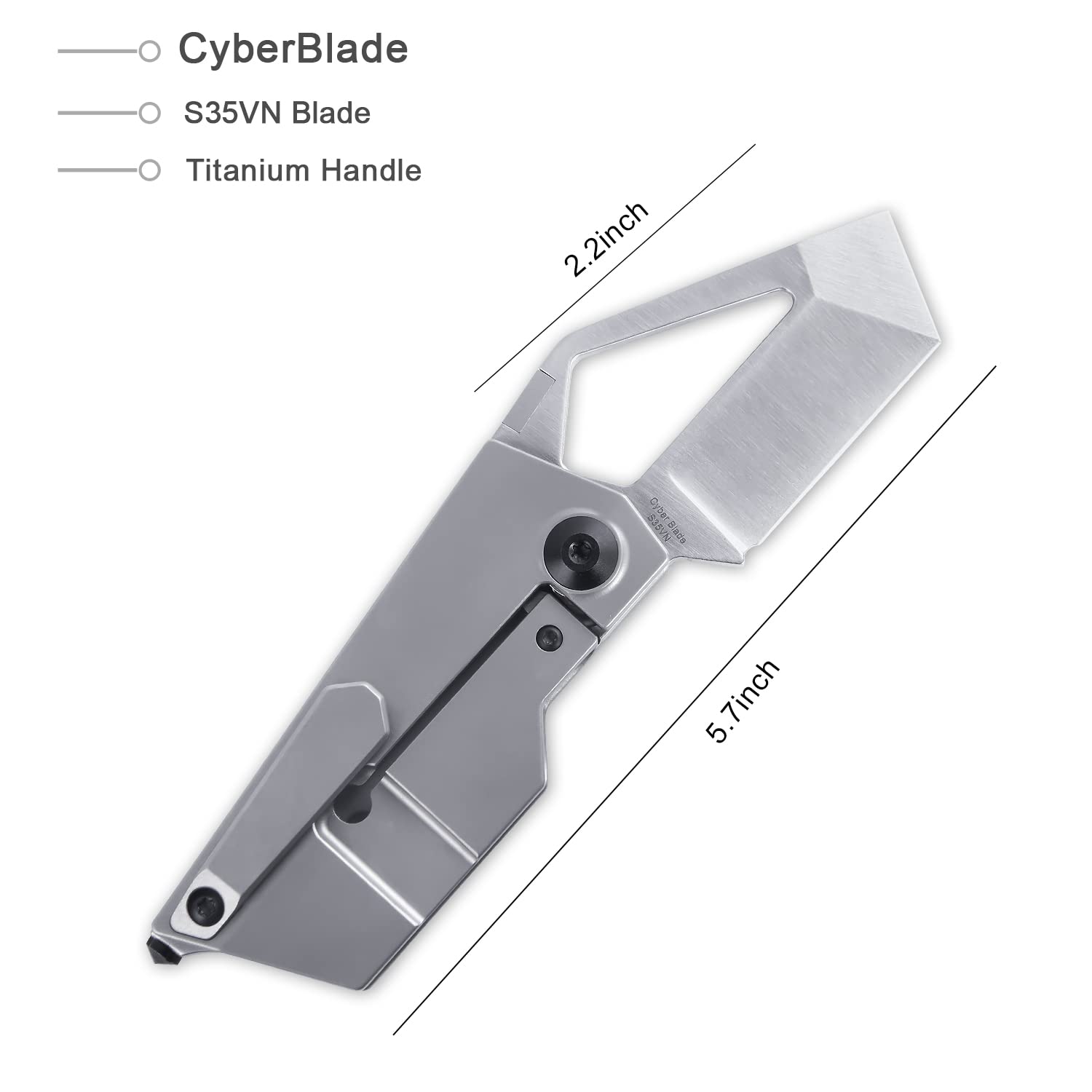 Kizer Cyber Mini Folding Pocket Knife, 2.16Inches S35VN Blade Titanium Handle Knife, Futuristic EDC Knife with Pocket Clip, Unique Small Gift for Men Women,Ki2563A1