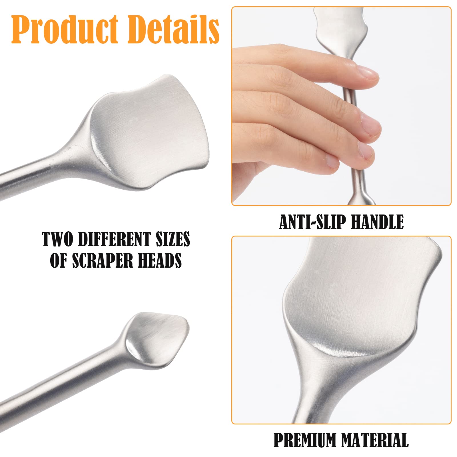 IETONE 2 Pcs Stainless Steel Facial Pore Cleaner Scraper, Double-head Blackhead Remover Sticks, Metal Extractor Tools for Acne, Comedone, Blackhead, Whitehead, Face Cleaning Shovel Makeup Accessories