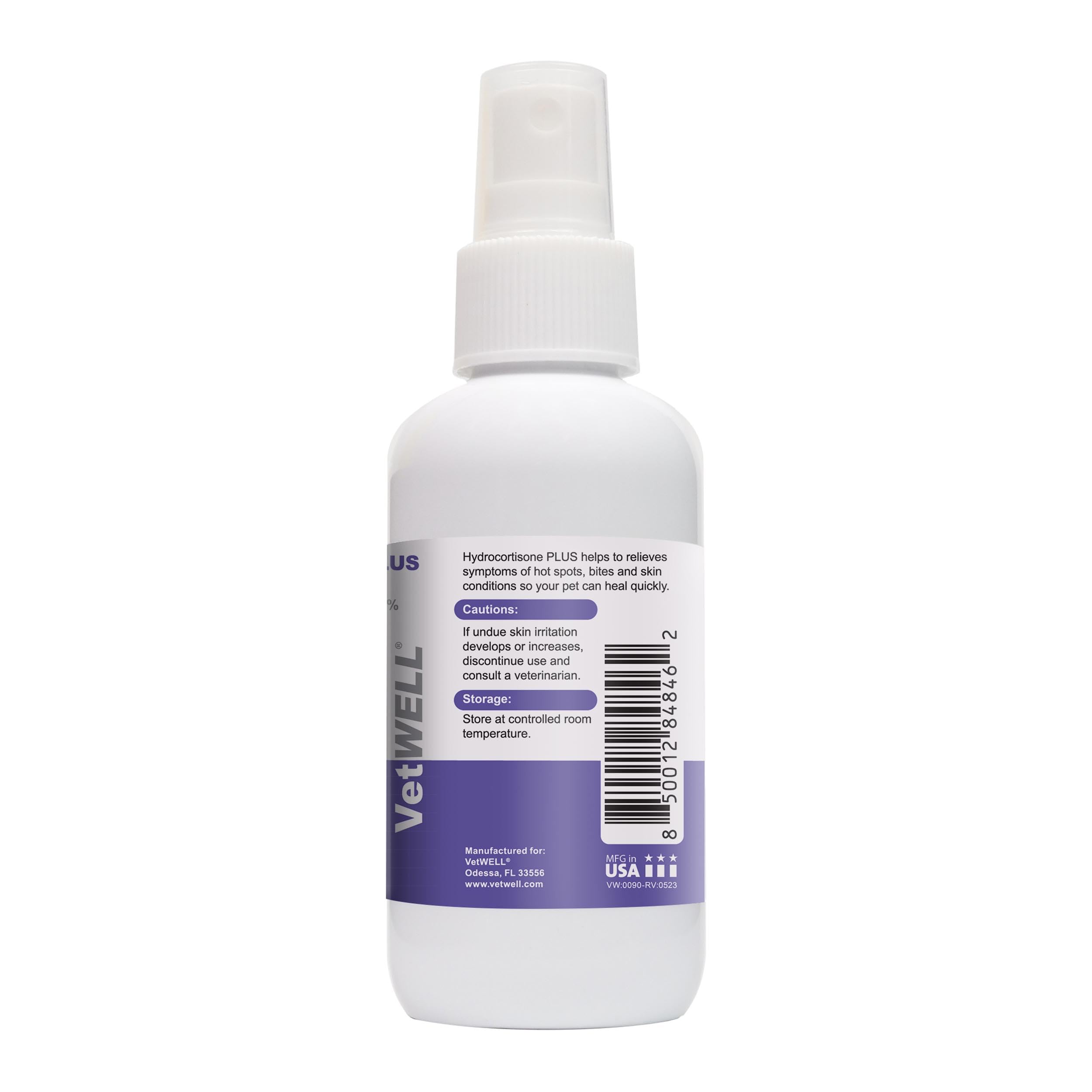 VetWELL Hydrocortisone Spray for Dogs & Cats - Itchy Skin Relief from Hot Spots, Bites, Scrapes, Irritated Skin, & Dermatitis - 4 oz Anti Itch Spray with Pramoxine