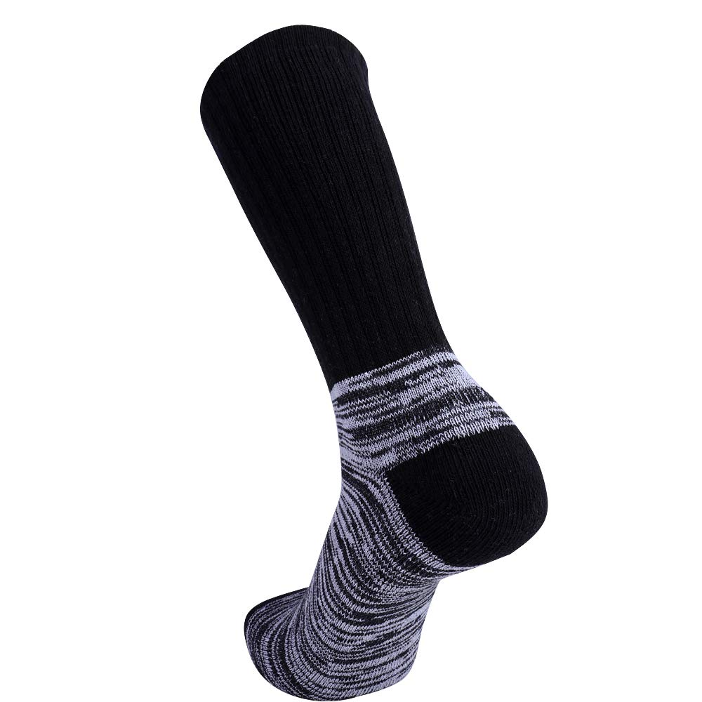 EnerWear-Coolmax 10P Pack Men's Cotton Thick Cushion Hiking Crew Boot Socks (10-13/Shoe: 6-12, Black Rib/Grey Foot)
