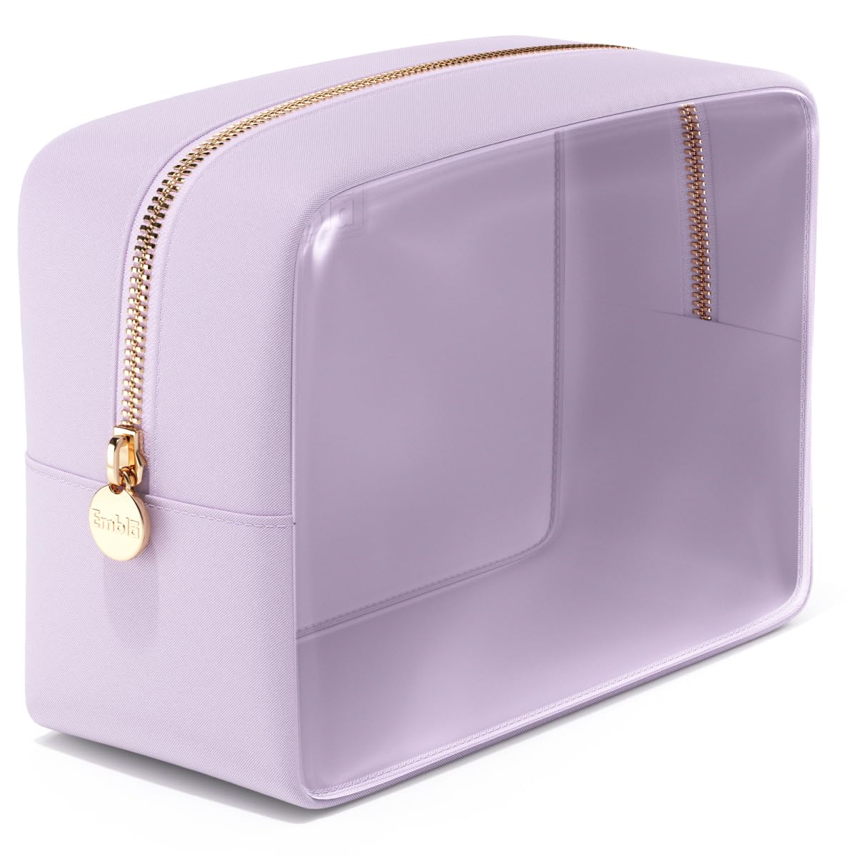 Embla Clear Cosmetic Bag Makeup Bag, Clear Zipper Pouch Cosmetics Bags Cute Womens Make Up Pouches, Clear Toiletry Travel Bag Tote, Preppy Purse Cosmetic Organizer Mini Small Large Makeup Bags, Lilac
