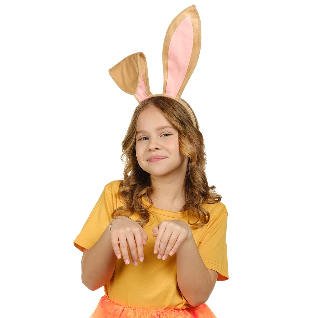 Funcredible Brown Bunny Ears - Bunny Ears Headbands - Bendable Bunny Ears - Bunny Rabbit Cosplay Costume Accessories for Kids and Adult