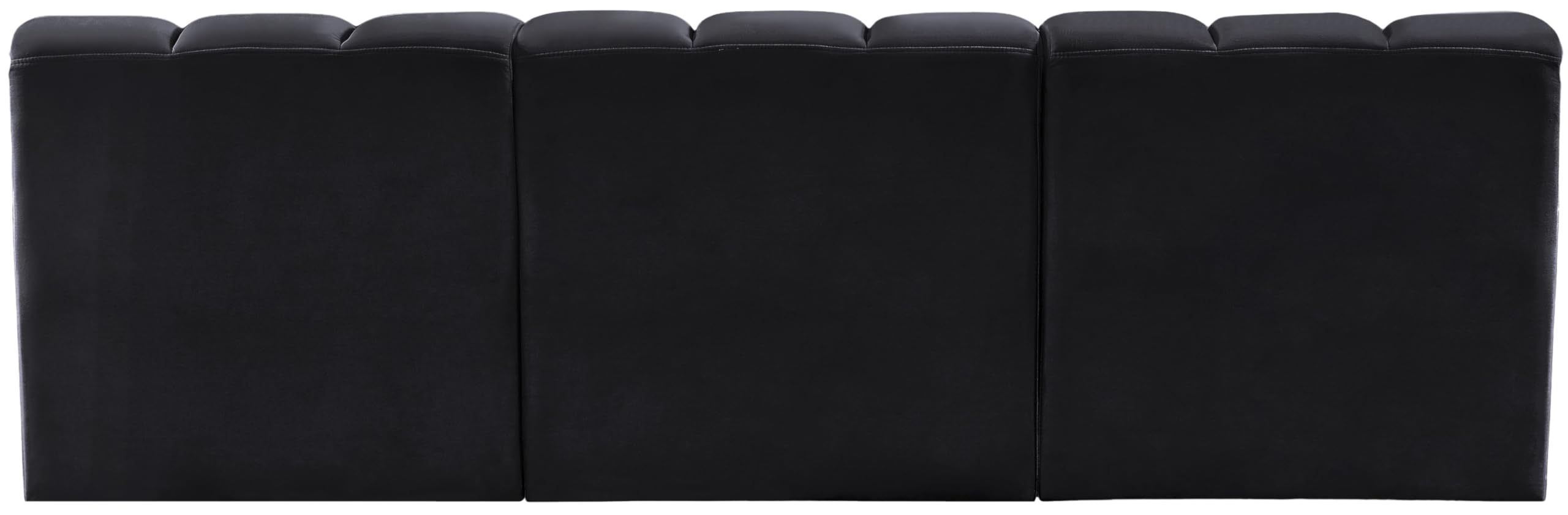 Meridian Furniture 103Black-S3F Arc Collection Modern | Contemporary Modular Sofa with Soft Black Velvet, Deep Channel Tufting, Modular Design, 89.5" W x 31" D x 30" H, Black