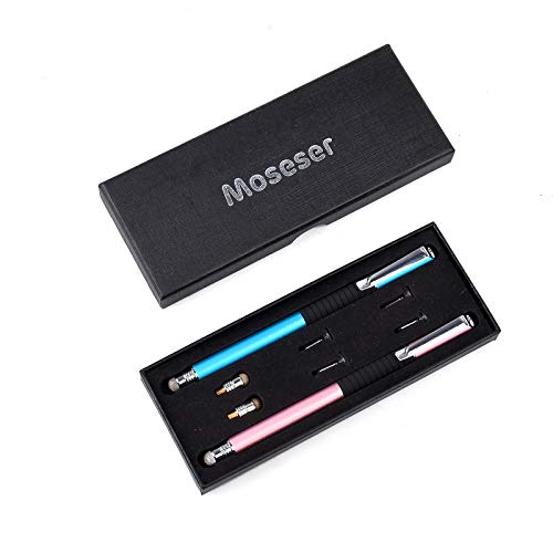 Stylus pens for Touch Screens(2 Pcs),Universal Stylus,[2-in-1] 2022 Updated Pens for All Touch Screens Cell Phones, Tablets, Laptops with 6 Replacement Tips(4 DiscsTips, 2 Fiber Tips)