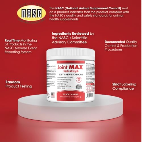 PHS Joint MAX Triple Strength (TS) Soft Chews for Dogs - Glucosamine, Chondroitin, MSM, Turmeric, Omega 3 - Hip and Joint Pain Relief and Support for Dogs - Made in USA - 30 Soft Chews