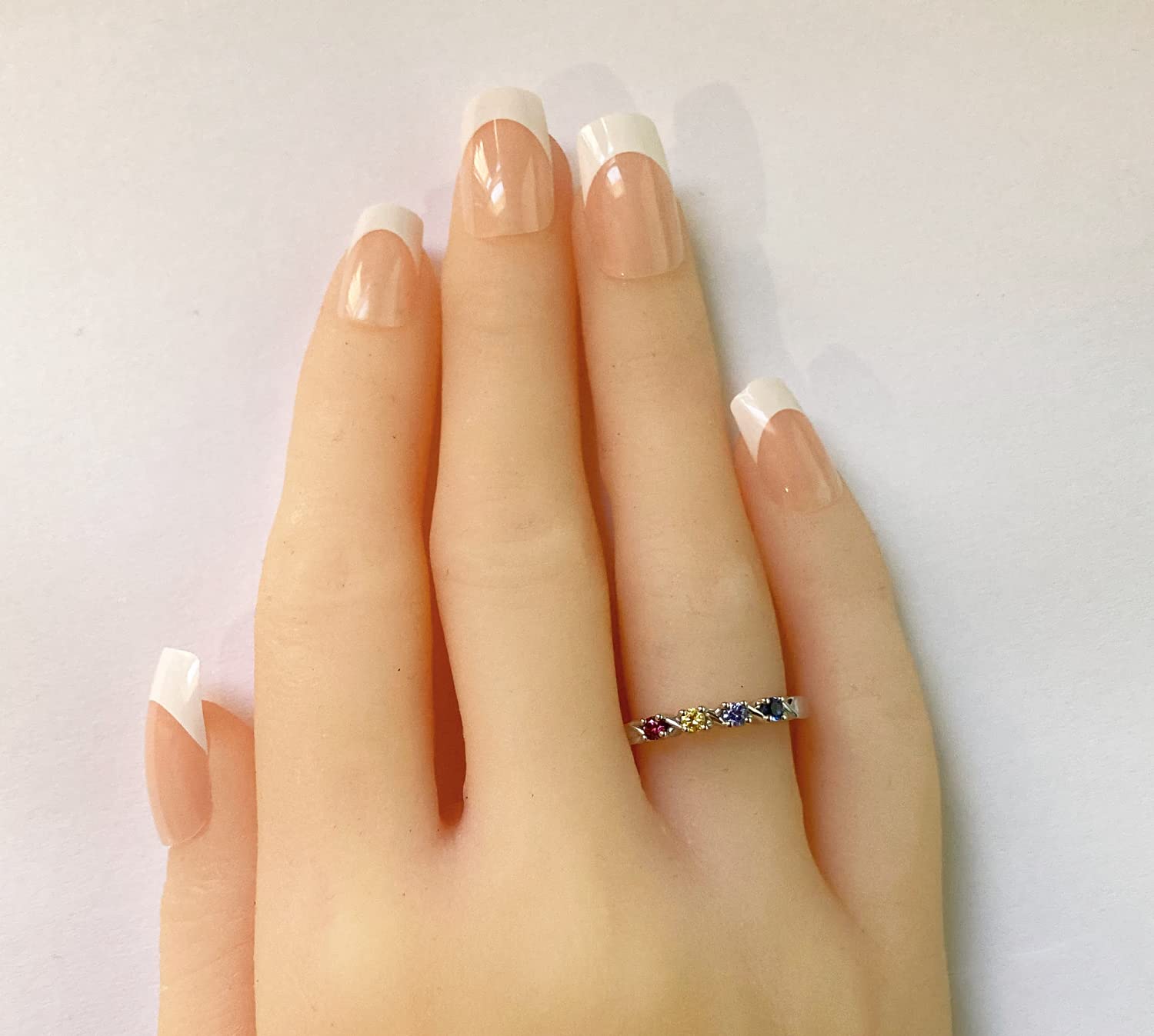 Family XO Mothers Ring 3 4 or 5 Birthstones 10k White or Yellow Gold