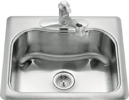 KOHLER K-3362-1-NA Staccato Single-Basin Self-Rimming Kitchen Sink, Stainless Steel