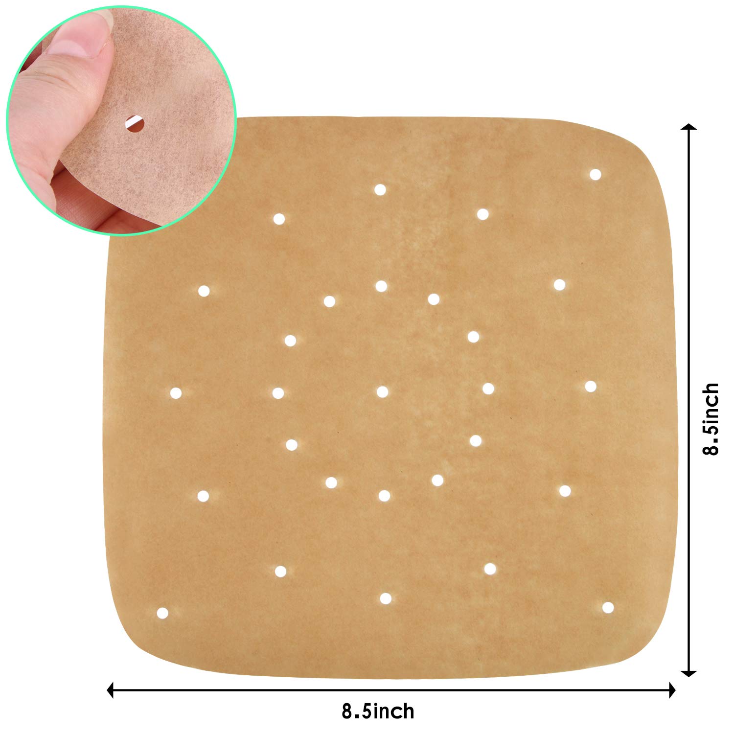 JANYUN 150Pcs 8.5 inch Air Fryer Parchment liners Papers Accessories, Square Bamboo Steamer Papers Sheets