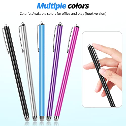 Stylus pens for Touch Screens [5 Pack Long Pen Body] Fiber mesh Tips High Sensitivity & Fine Point Capacitive Pen Compatible for ipad iPhone Android Tablet Laptop Microsoft Surface Chromebook