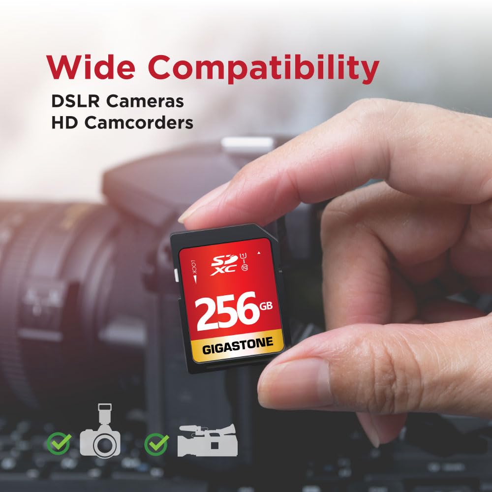 Gigastone 256GB 2-Pack SD Card UHS-I U1 Class 10 SDXC Memory Card High Speed Full HD Video Canon Nikon Sony Pentax Kodak Olympus Panasonic Digital Camera, with 2 Mini Cases